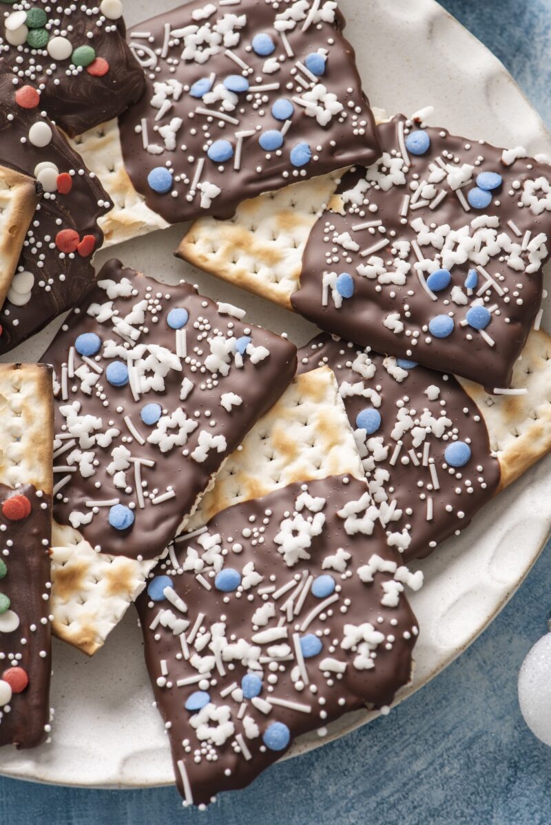 Chocolate Dipped Matzah with Sprinkles - Weelicious